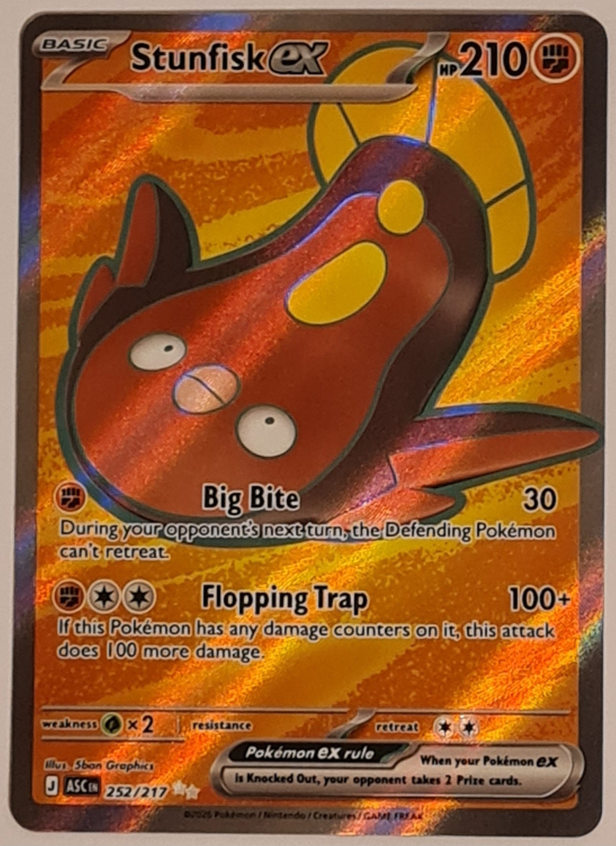 Pokemon Mega Evolution Ascended Heroes Stunfisk Ex #252/217 Ultra Rare ...