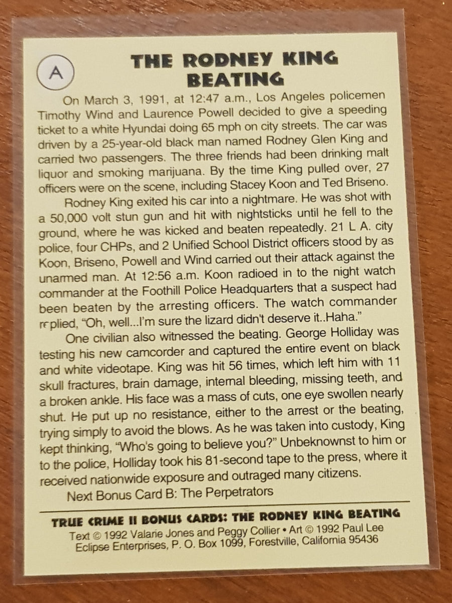 True Crime II Rodney King Beating #A Insert Trading Card – Rotterdam Comics