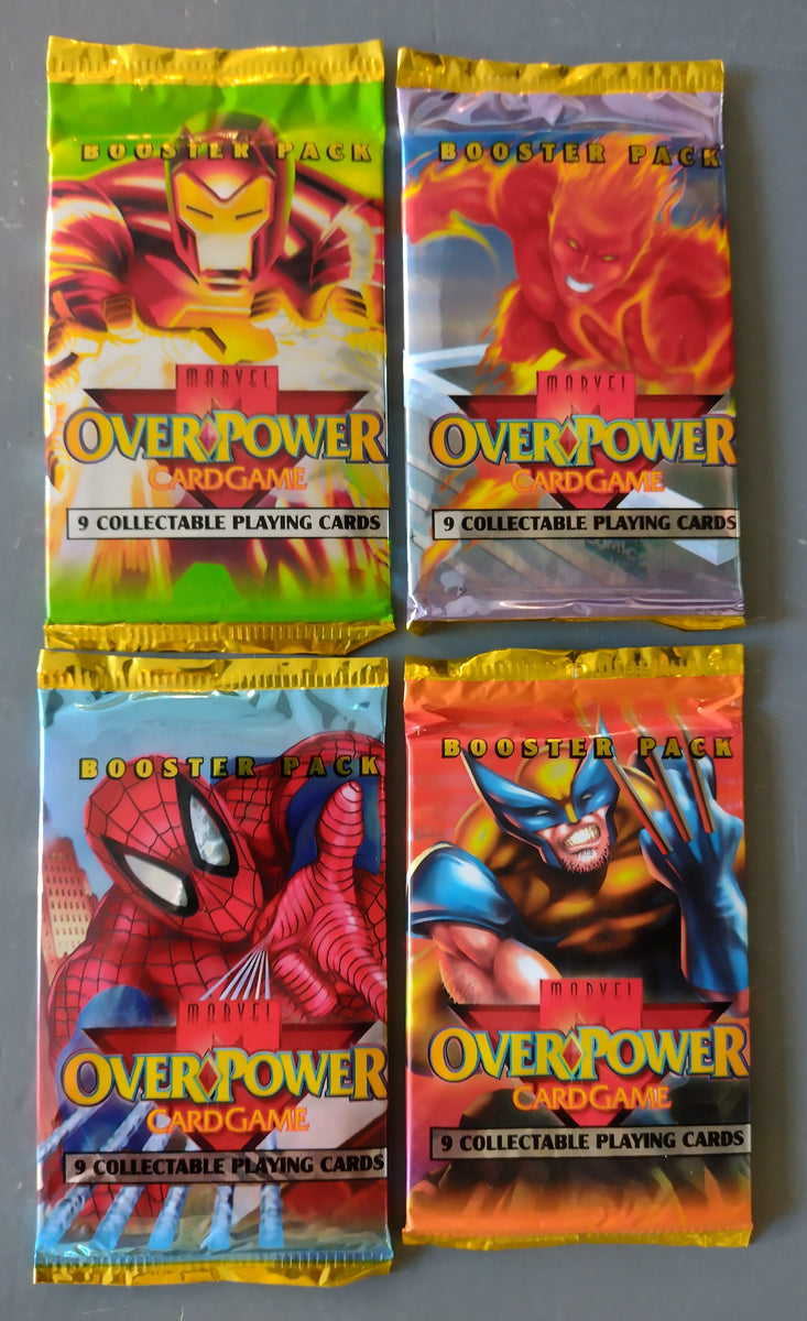 1995 Marvel OverPower Trading Card Game Sealed (4) Booster Pack Art Se ...